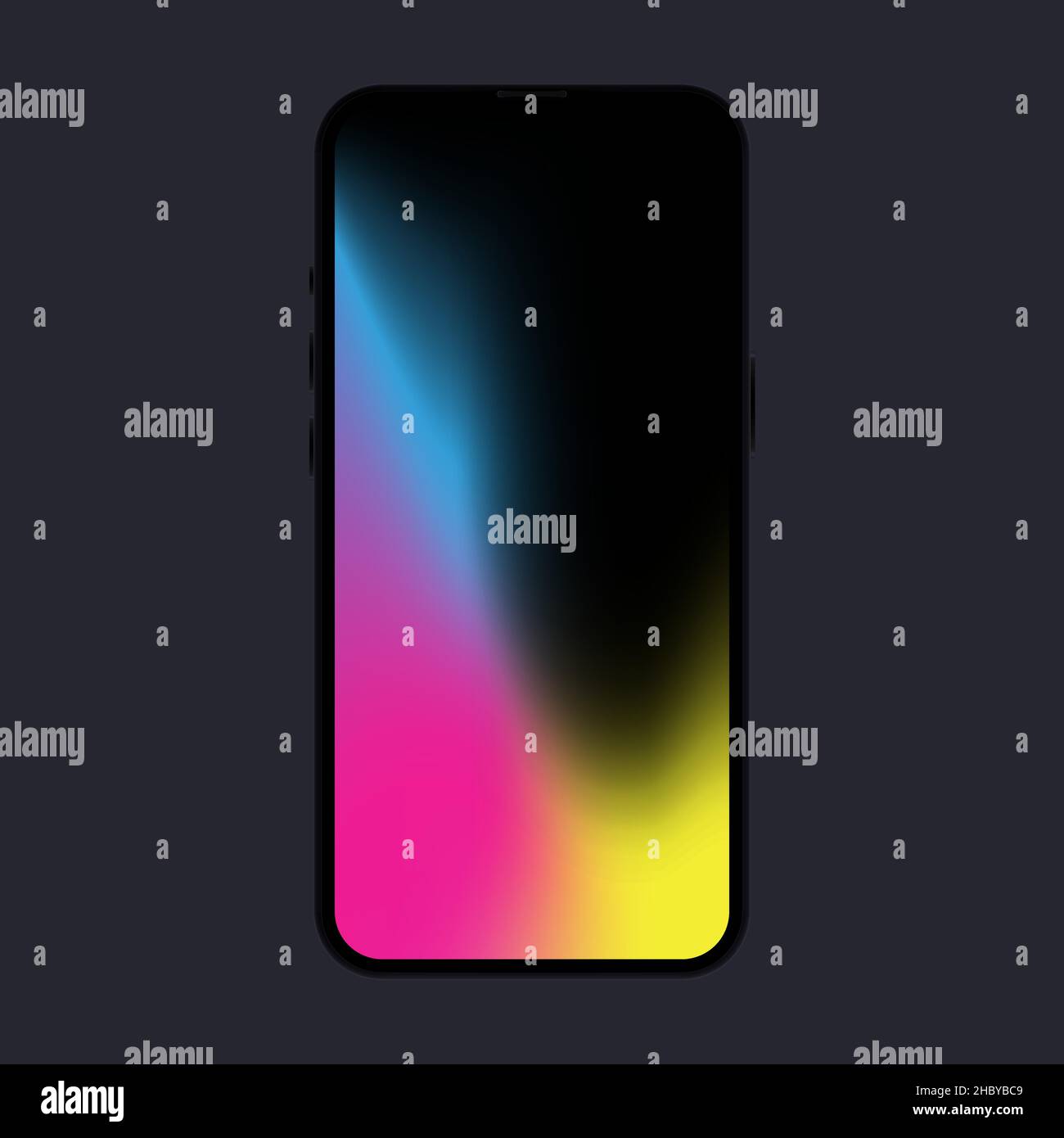 Smartphone Mockup. Isolated Mobile Phone with Gradient Screen. Vector ...