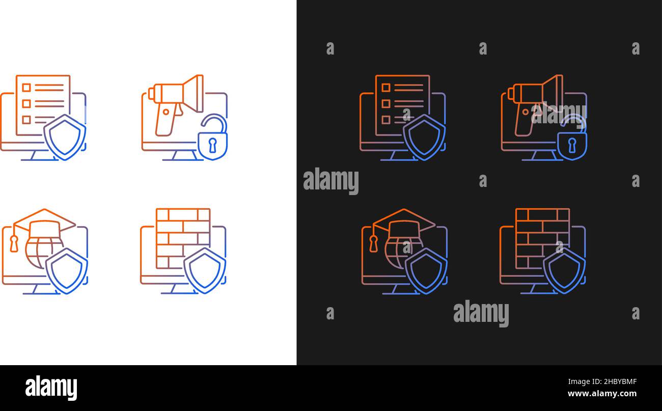 Protect private data gradient icons set for dark and light mode Stock ...