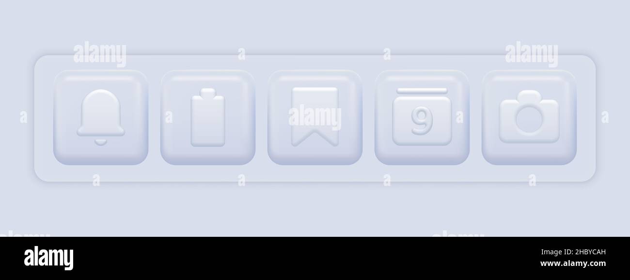 White Mini Set of 3d Icons. Vector illustration Stock Vector Image ...