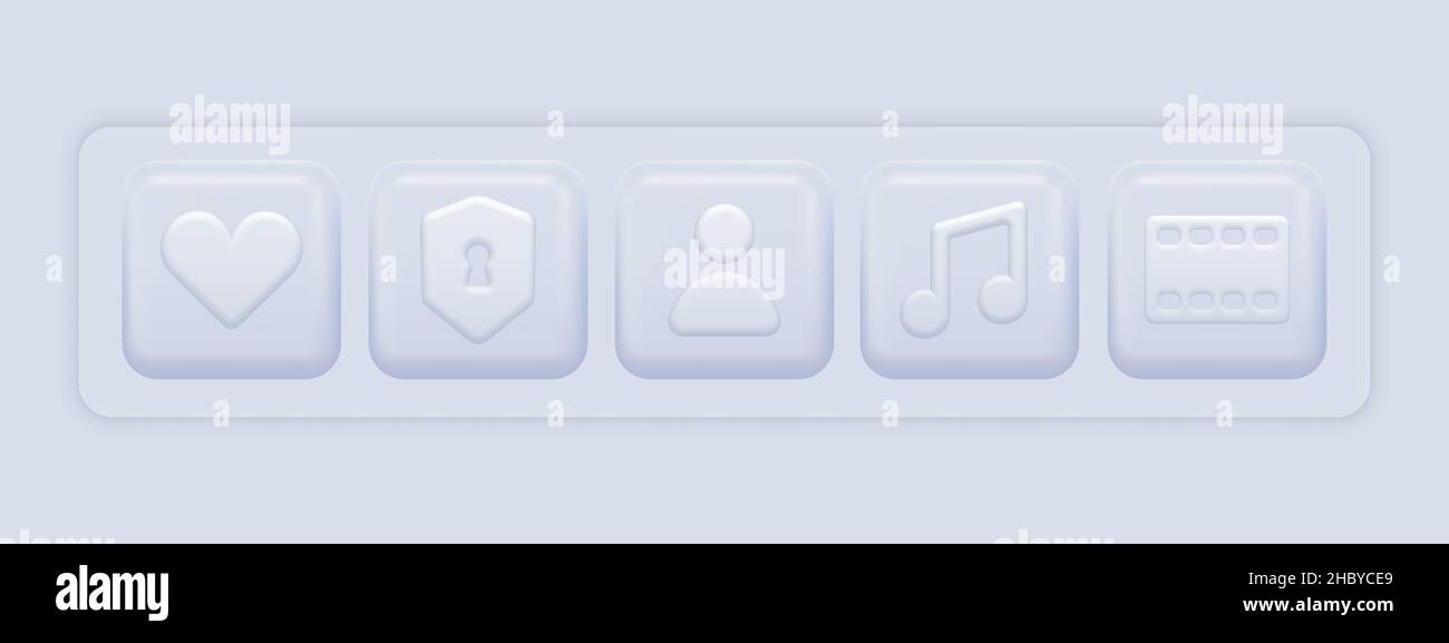 3d Icons Mini White Set. Mobile Phone App Buttons. Vector illustration ...