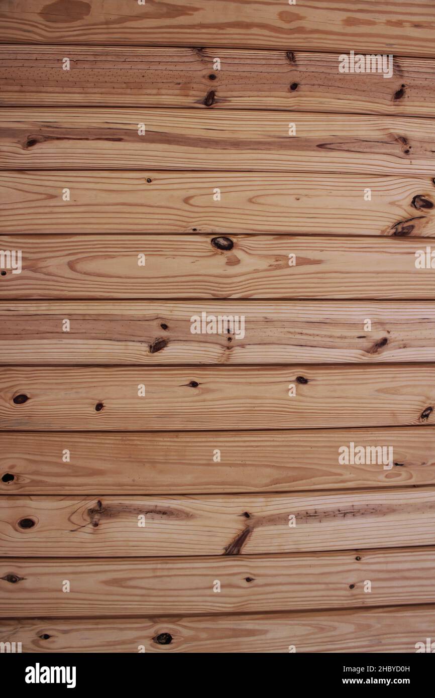 Fresh cut pine wood planks on a wall Stock Photo - Alamy