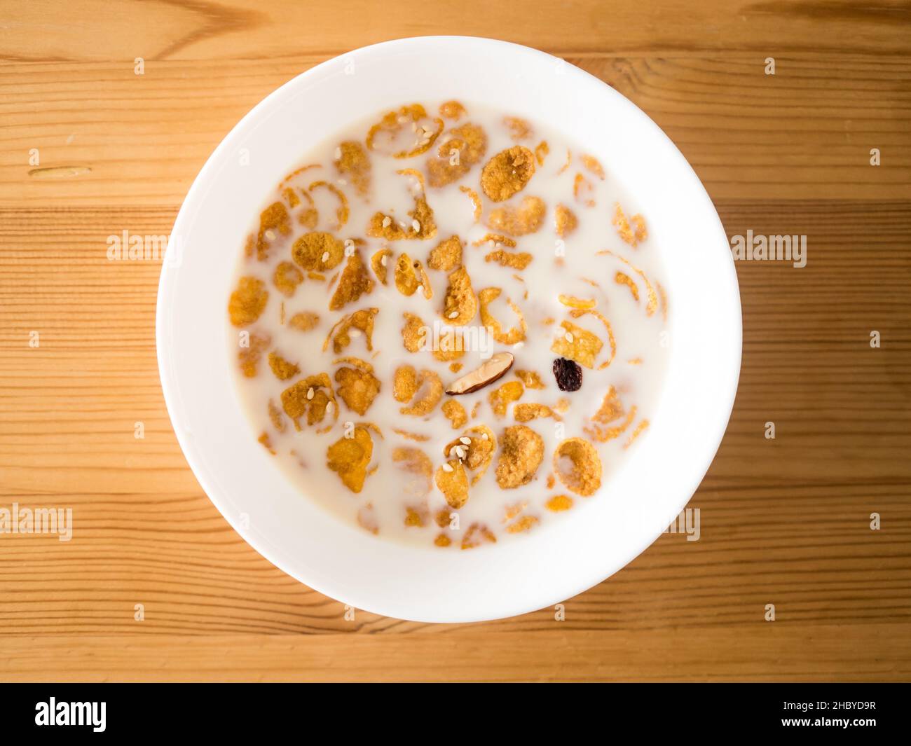 Simple fast and easy breakfast cereal in milk Stock Photo - Alamy