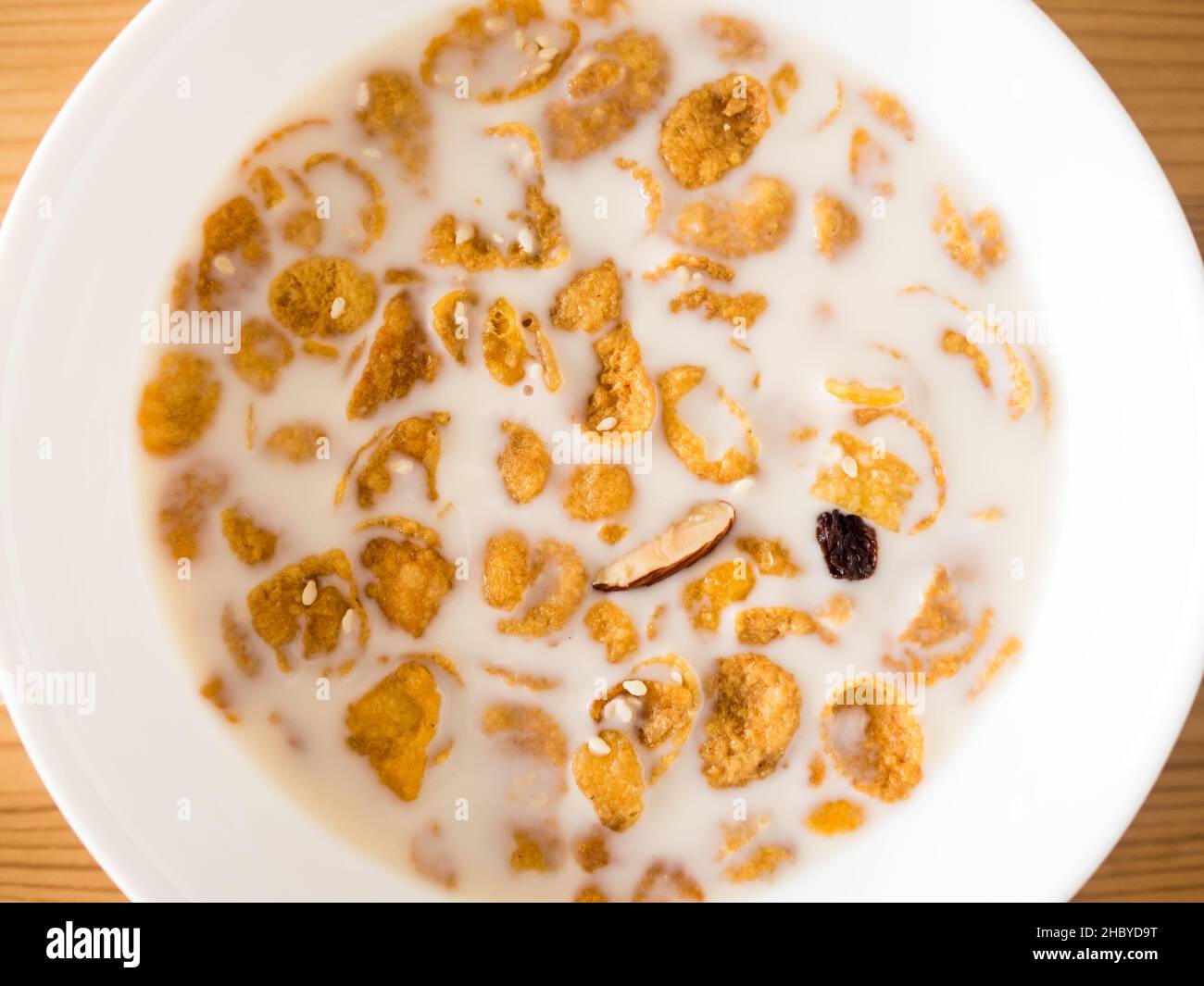 Simple fast and easy breakfast cereal in milk Stock Photo - Alamy