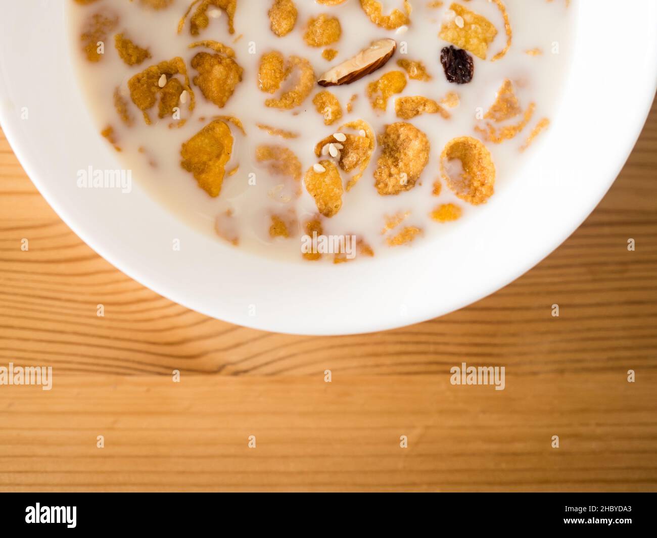 Simple fast and easy breakfast cereal in milk Stock Photo - Alamy