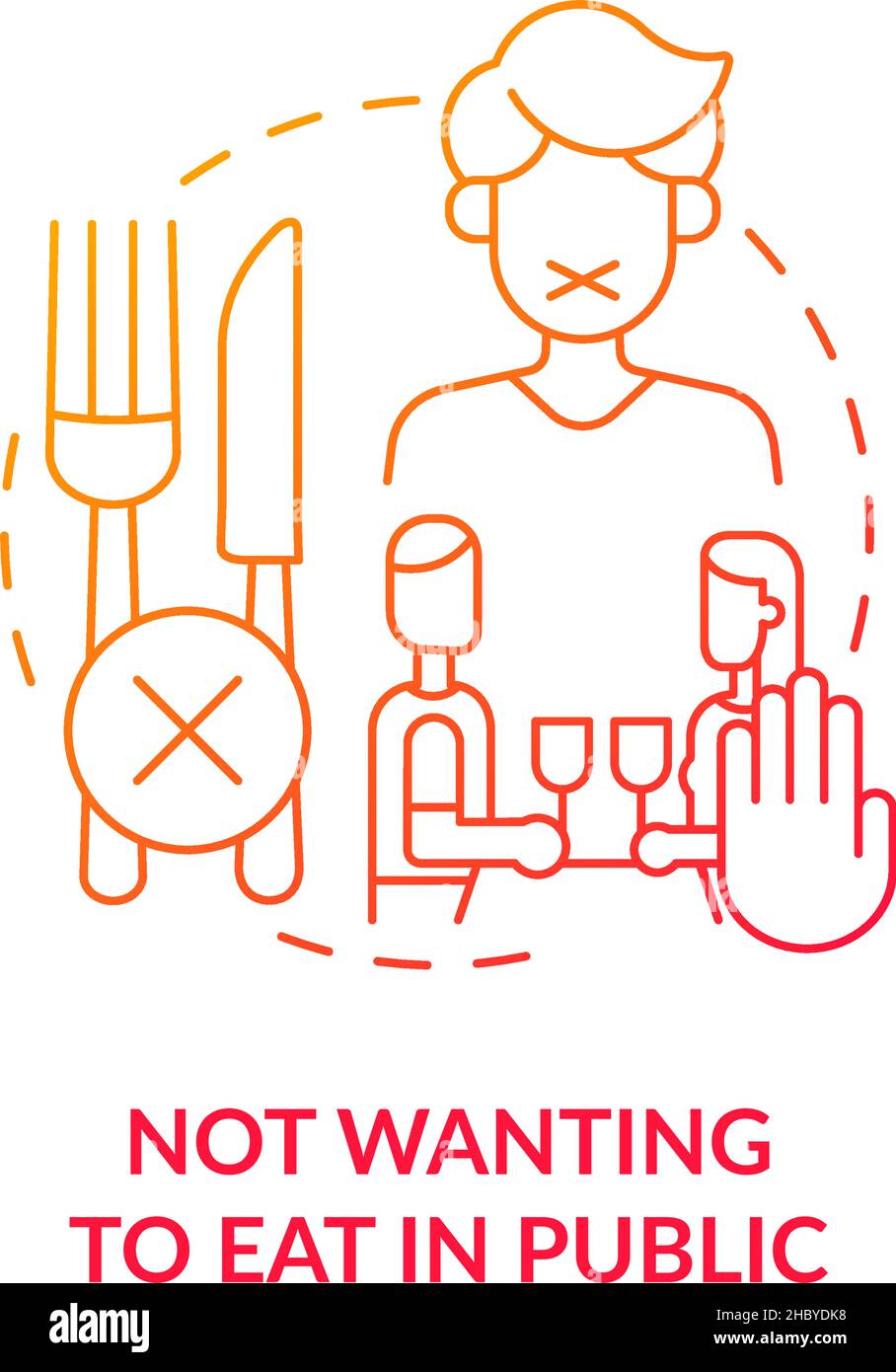 Not wanting to eat in public red gradient concept icon Stock Vector ...