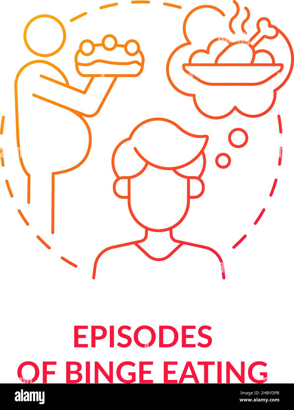 Episodes of binge eating red gradient concept icon Stock Vector Image ...