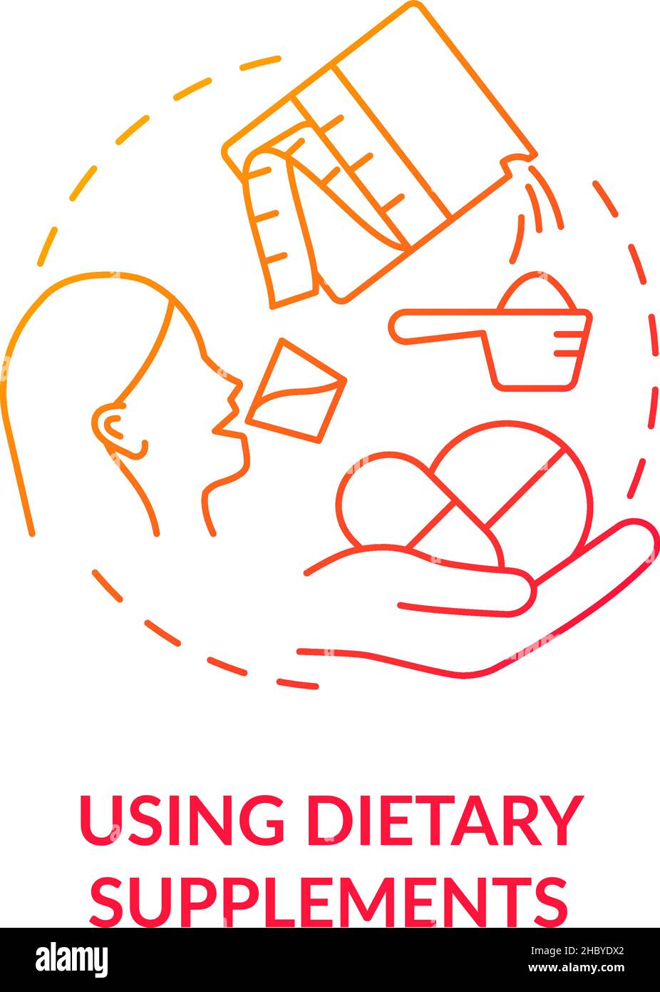 Using dietary supplements red gradient concept icon Stock Vector Image & Art - Alamy