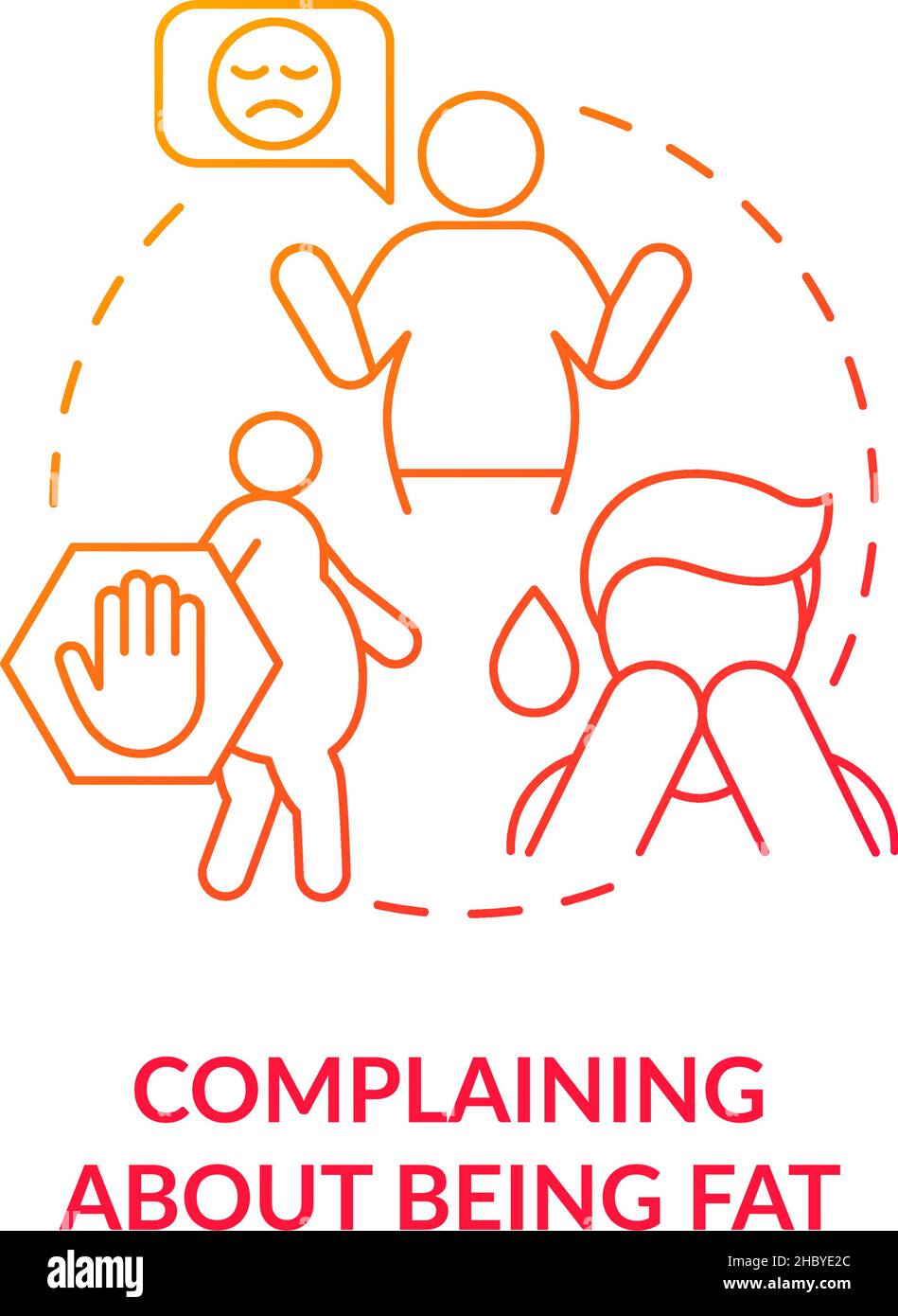 Complaining about being fat red gradient concept icon Stock Vector ...