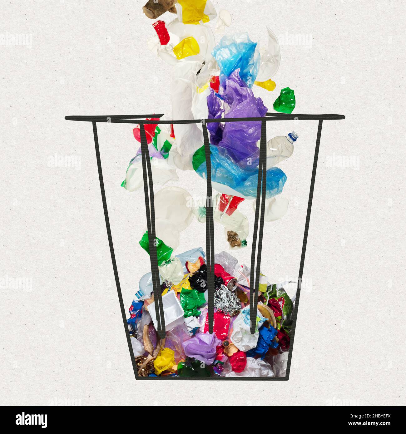 Stop plastic - concept of environmental pollution. Contemporary art ...