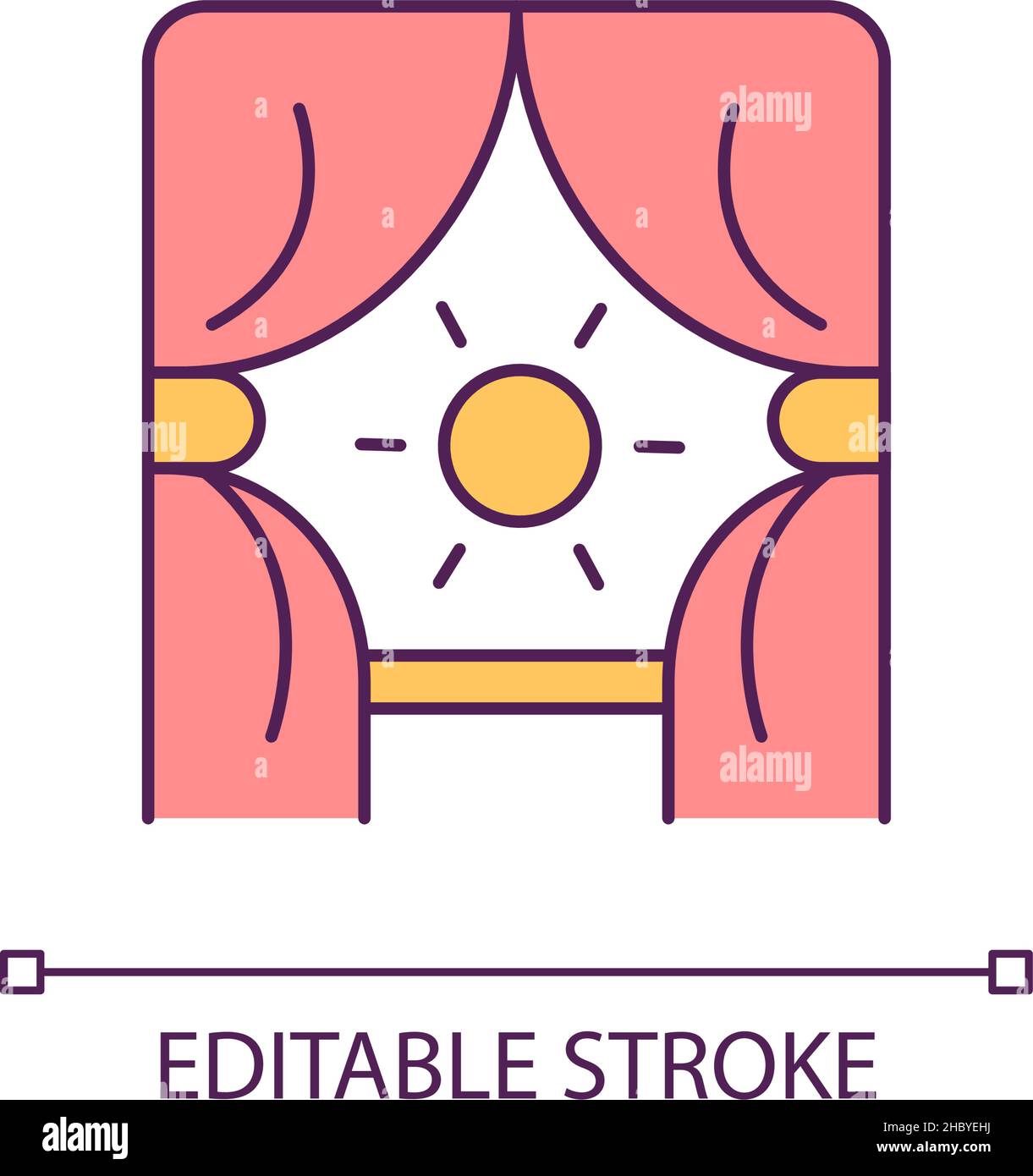 Open curtains and shining sun RGB color icon Stock Vector Image & Art ...