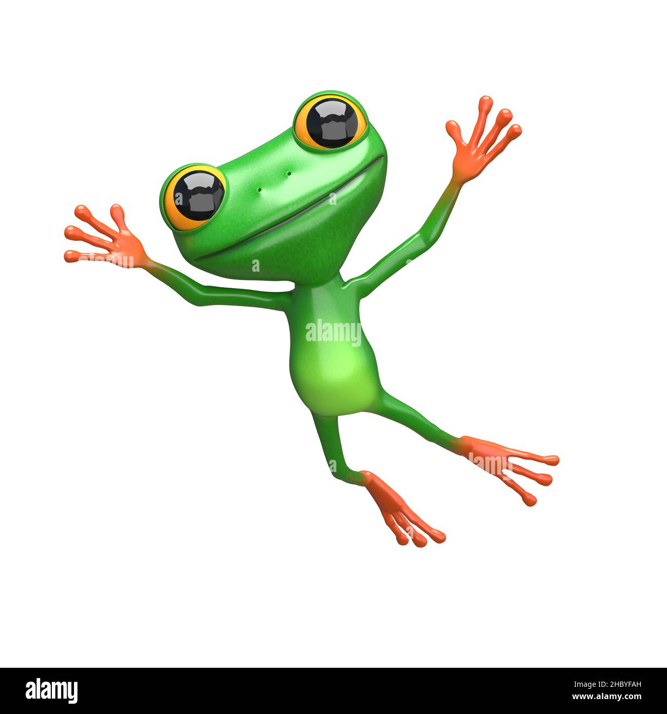 3D Illustration of a Mischievous Jumping Frog on a White Background ...