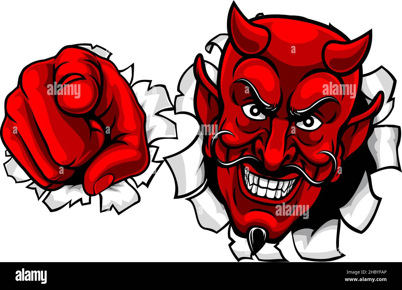 Devil Satan Mascot Cartoon Character Pointing Stock Vector Image & Art ...