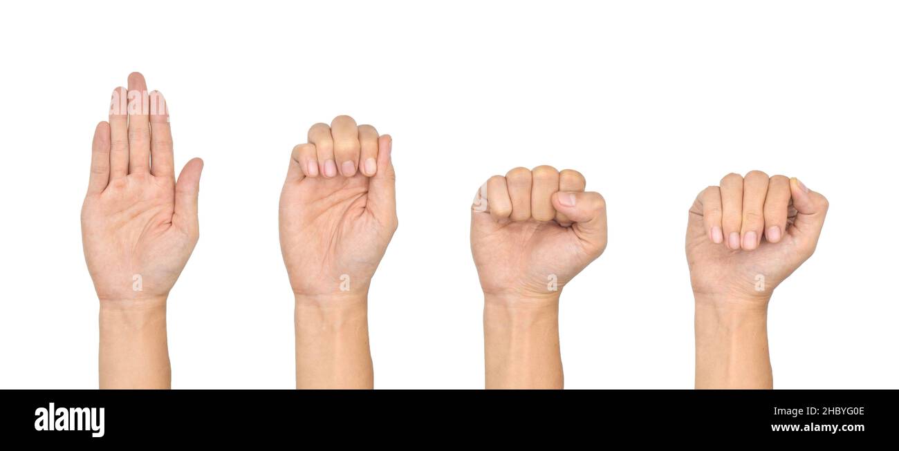 Serial images of hand closing exercises. Fingers, joints and hands ...