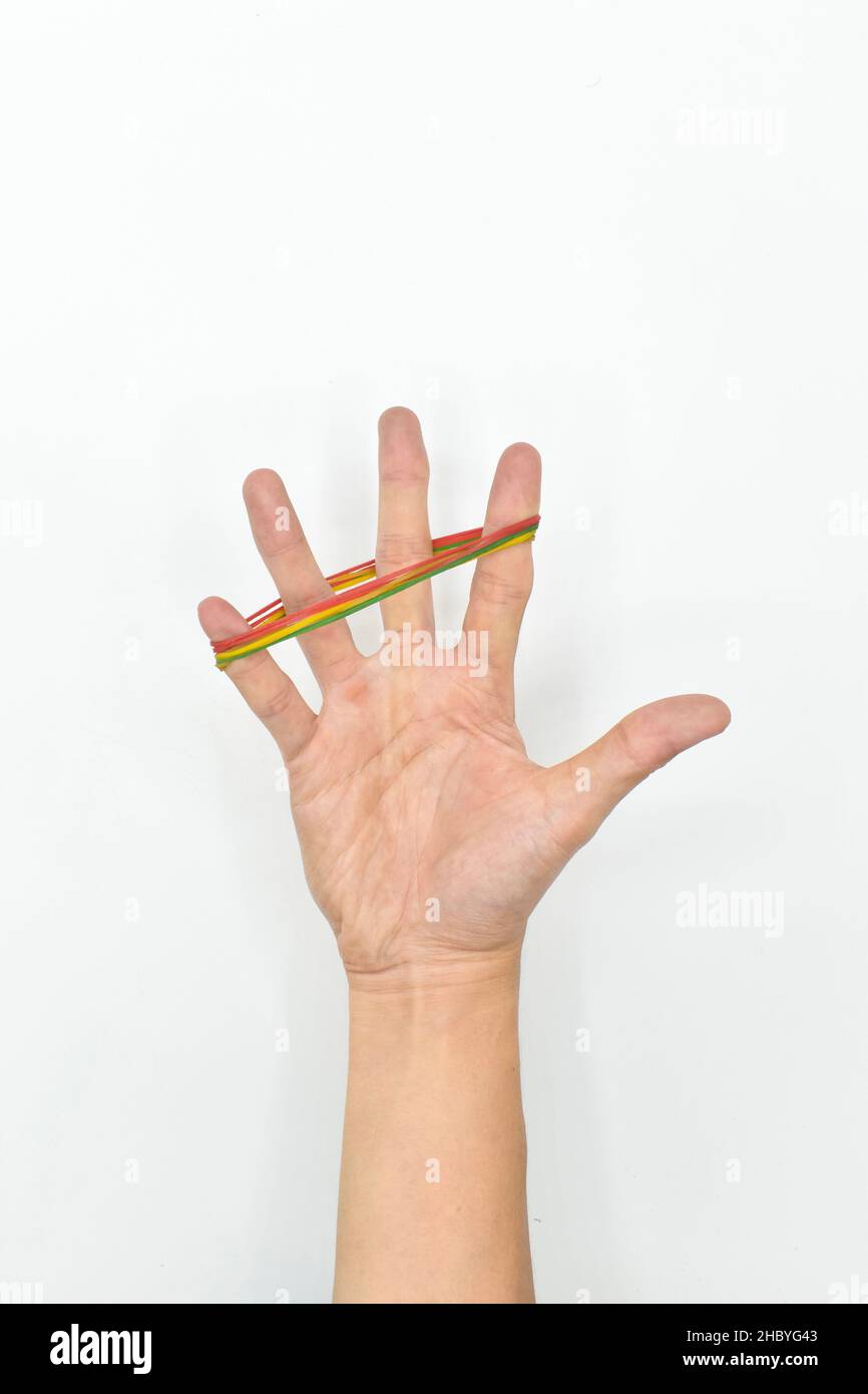 Leather ring exercise for hand muscle strength. Fingers rehabilitation ...