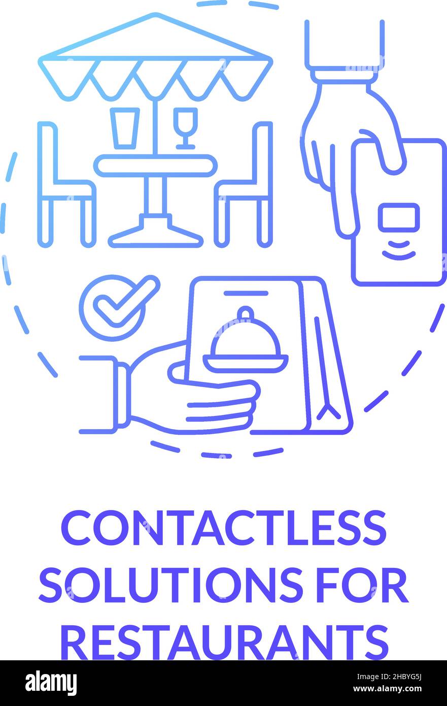 Contactless solutions for restaurant blue gradient concept icon Stock ...