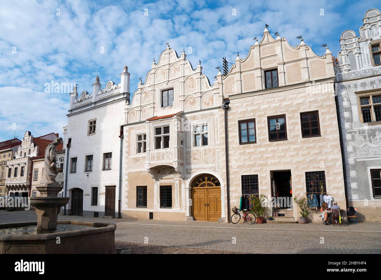 Renaissance houses with sgraffiti, historic old town, Slavonice ...