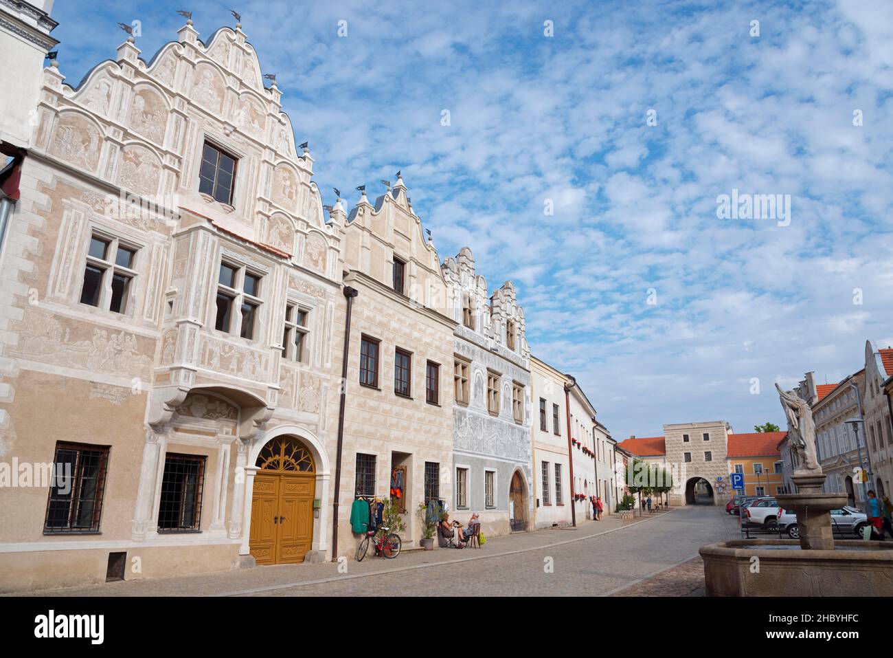 Renaissance houses with sgraffiti, historic old town, Slavonice ...