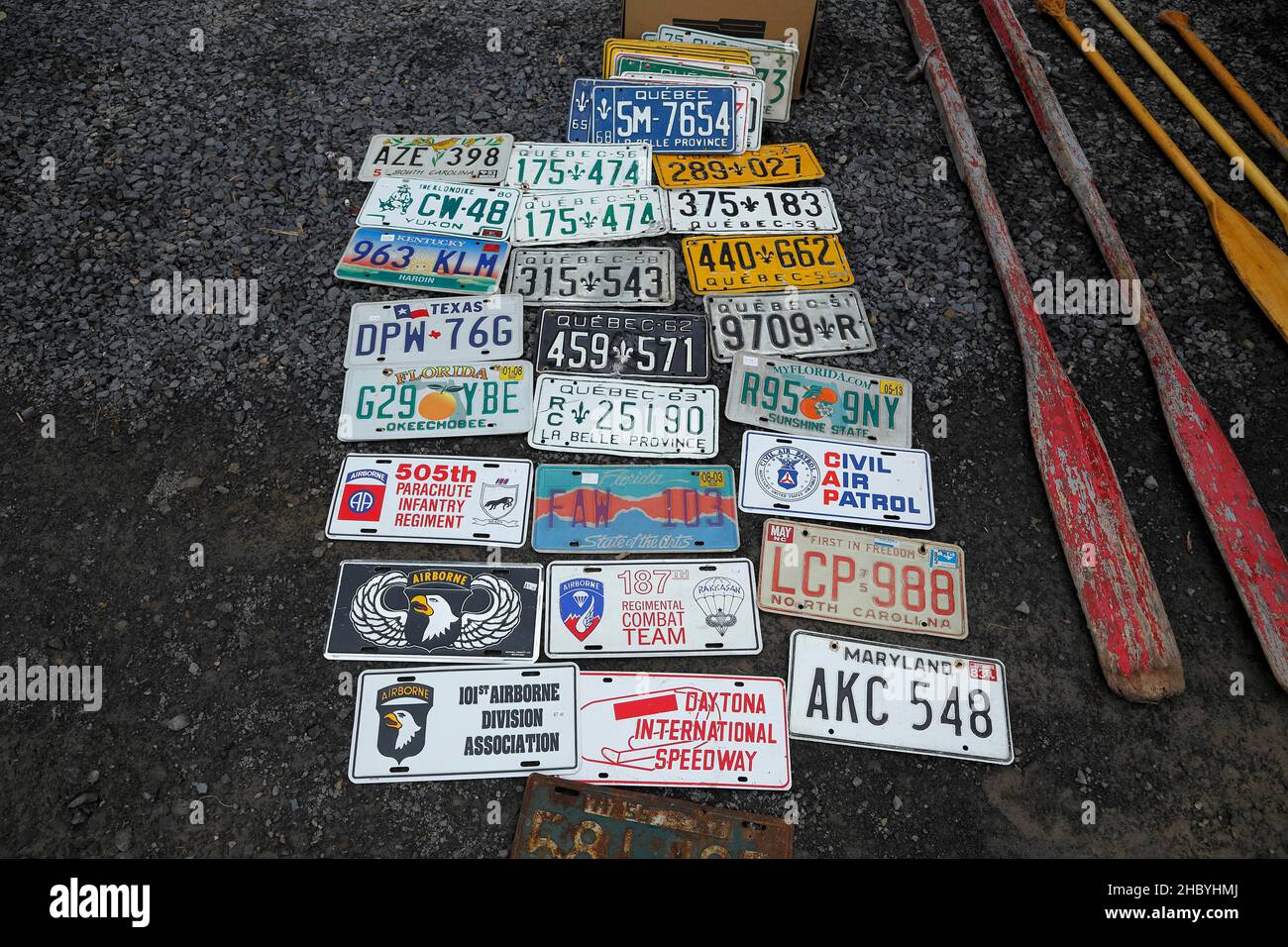 American License plate, car show, Province of Quebec, Canada Stock ...