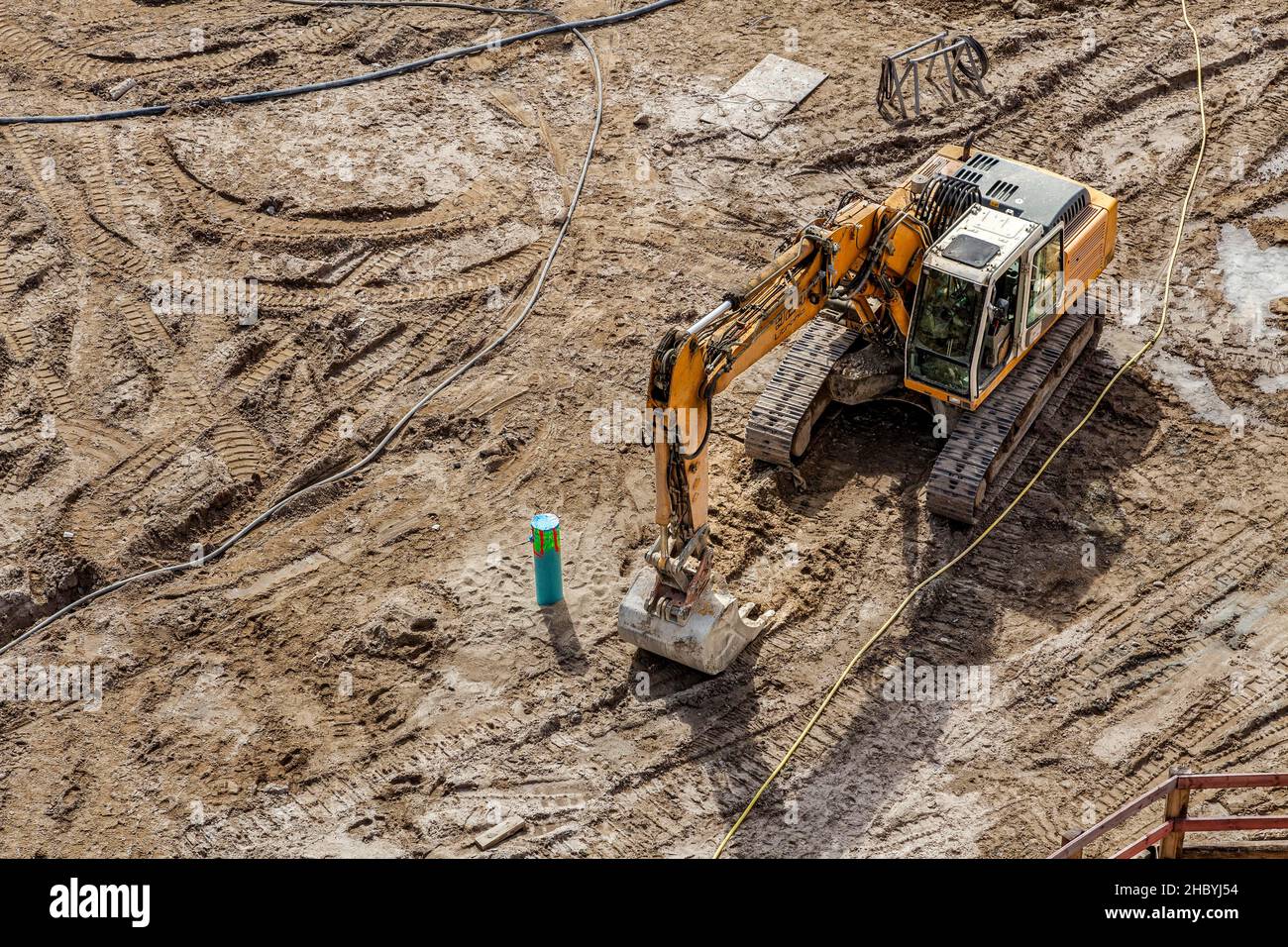 Excavator in the excavation pit, Berlin, Germany Stock Photo - Alamy