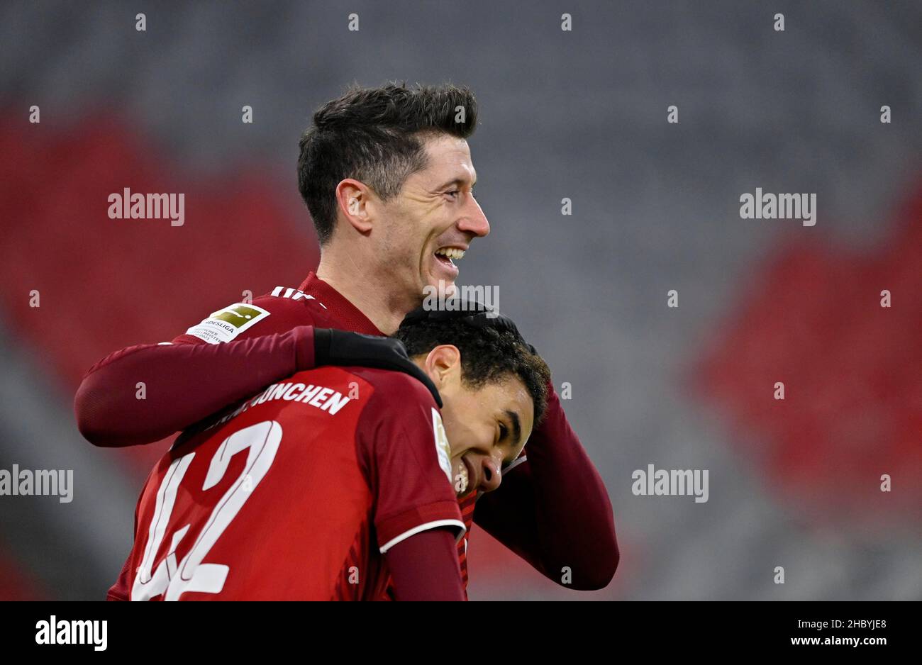 Goal celebration Robert Lewandowski FC Bayern Munich FCB 09 with Jamal ...