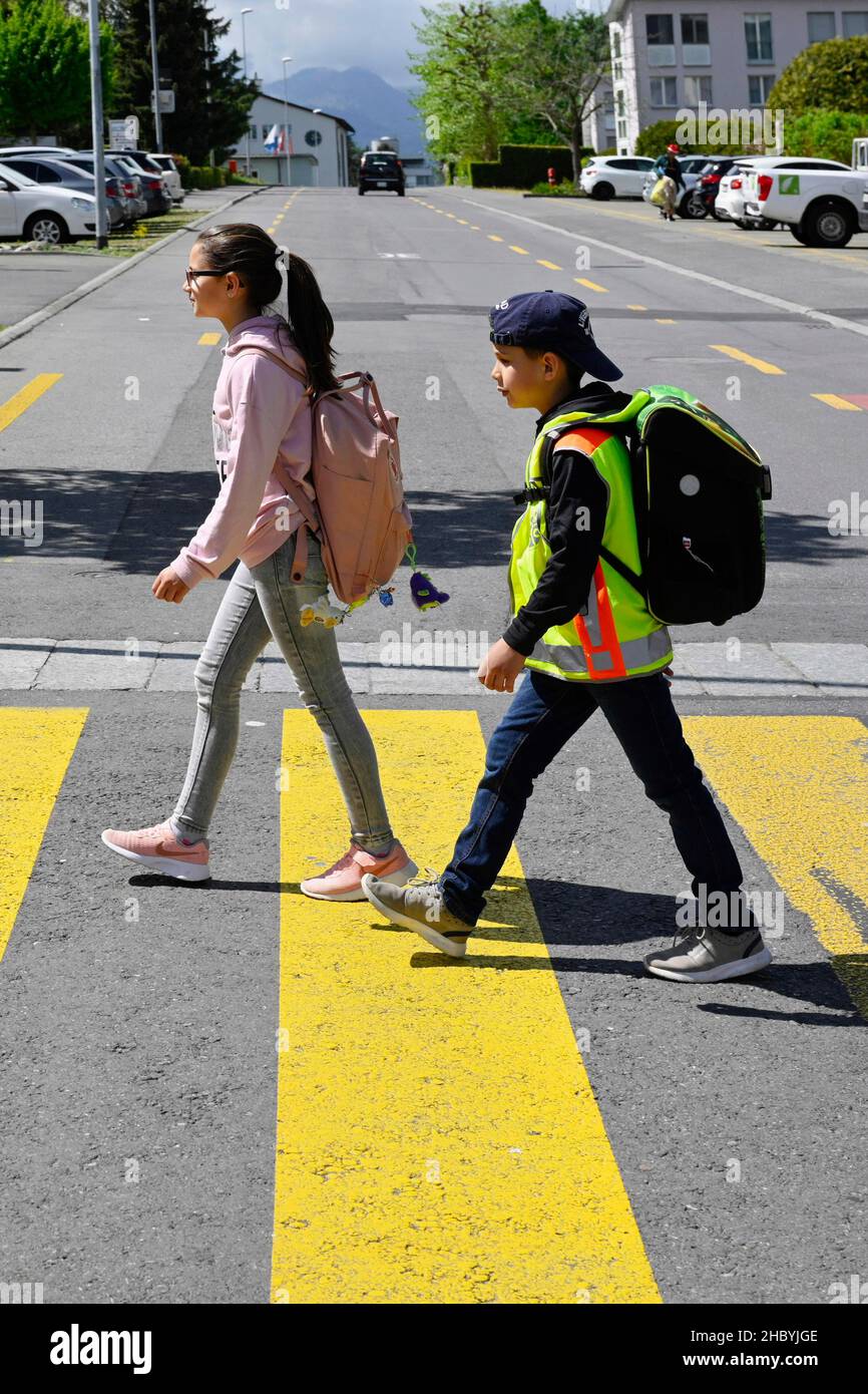 School children Pedestrian lane (MR available Stock Photo - Alamy