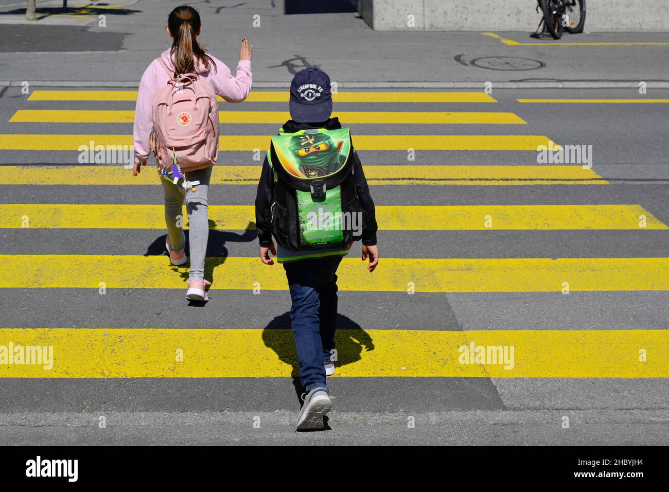 School children Pedestrian lane (MR available Stock Photo - Alamy