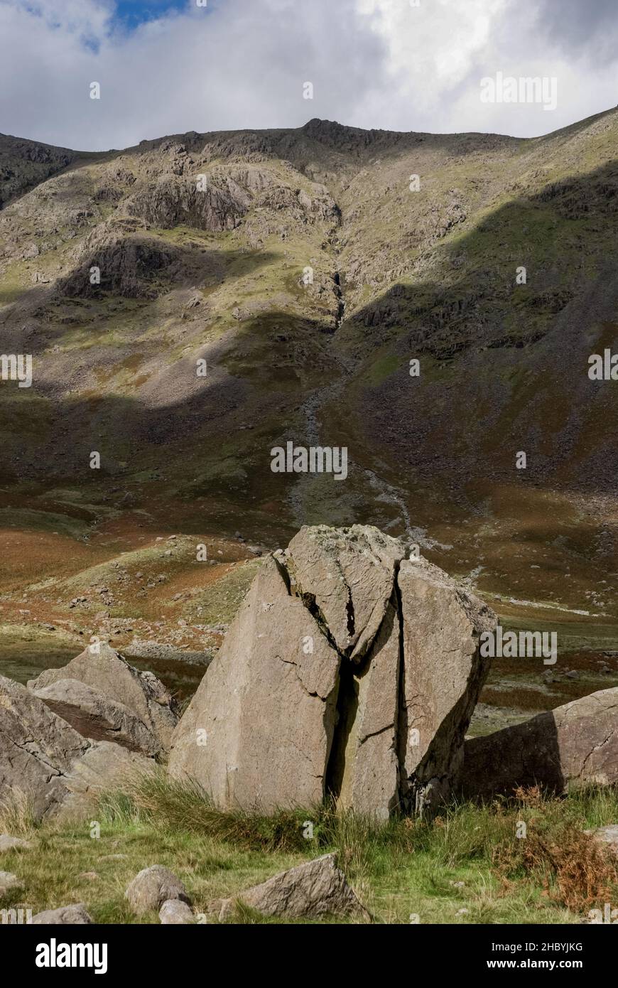 UK, England, Cambria, Lake District. The 'Y' bolder in Mosedale with ...