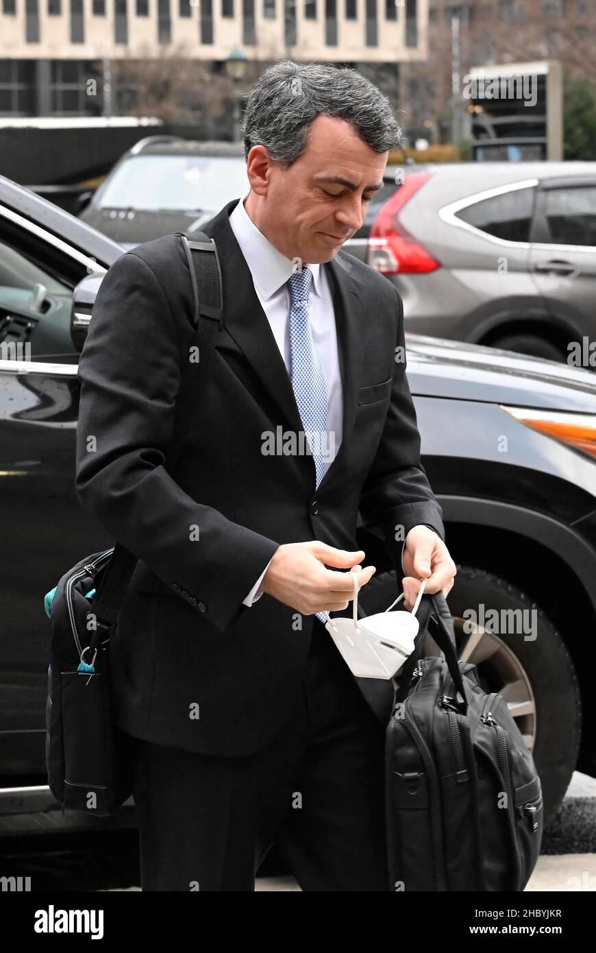 Defence counsel Christian Everdell arriving at the federal courthouse ...