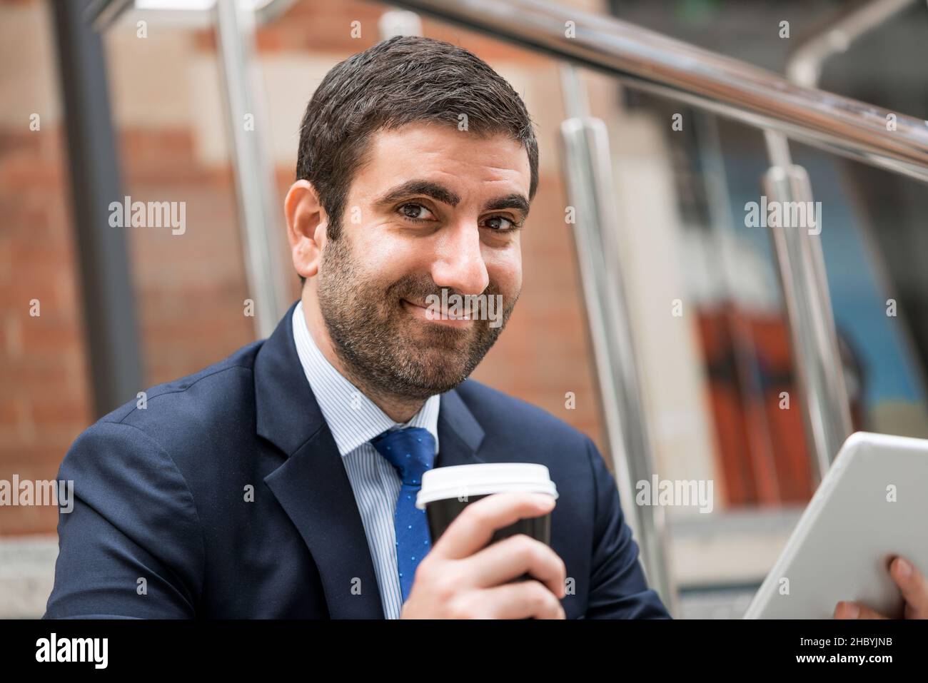 Coffee break at work Stock Photo - Alamy