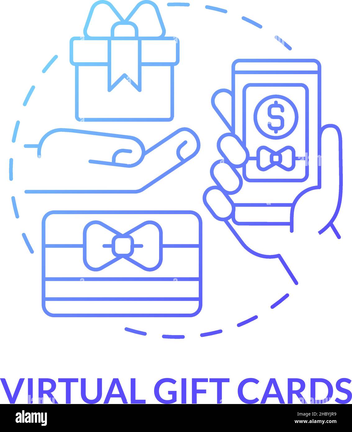 Virtual gift cards blue gradient concept icon Stock Vector Image & Art ...