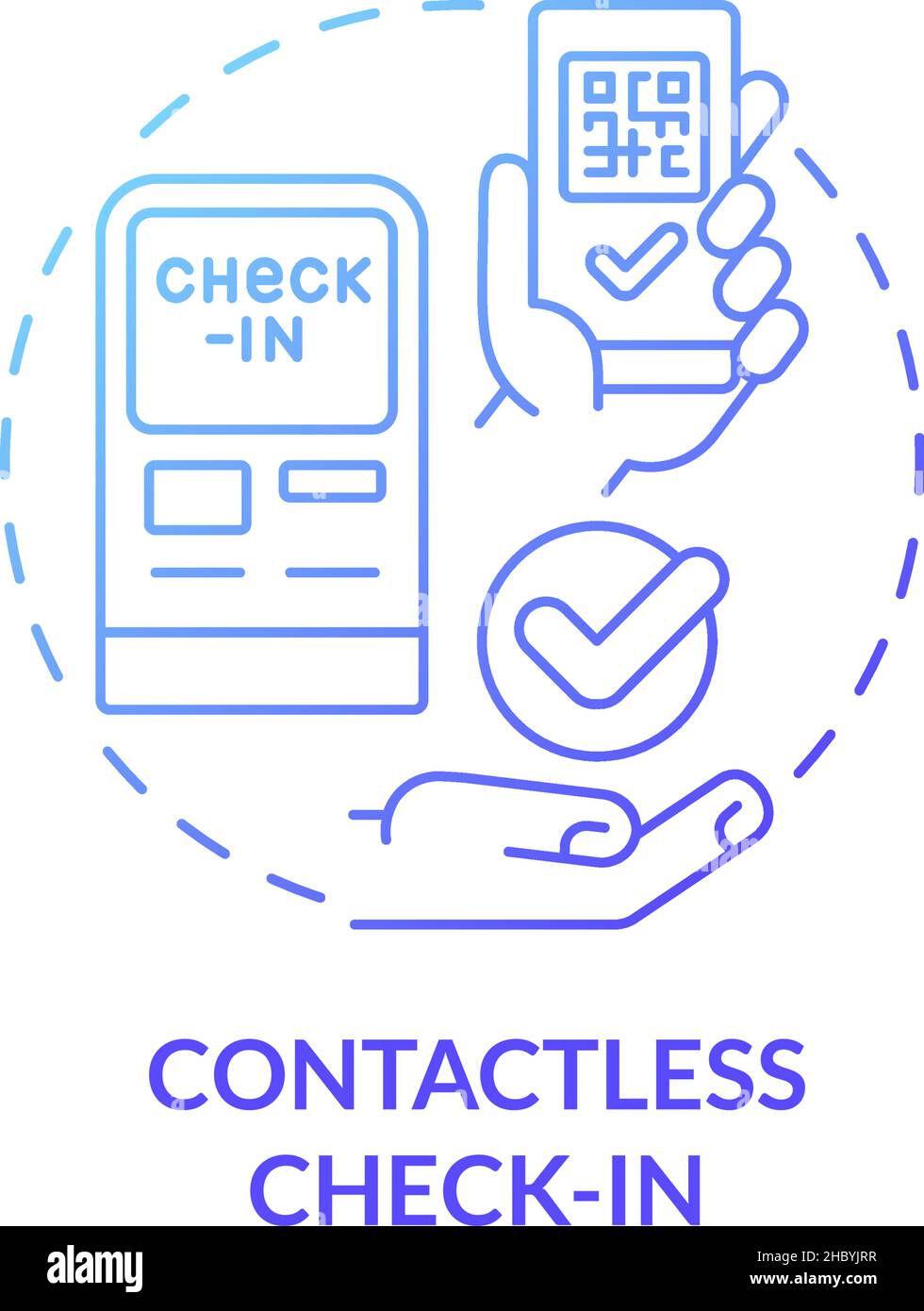 Contactless check in blue gradient concept icon Stock Vector Image ...