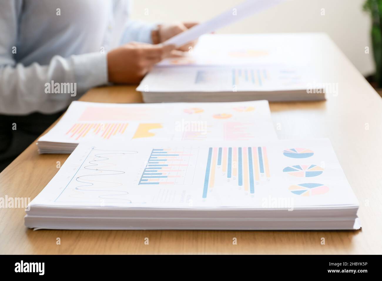 Stack of paper sheets with diagrams on table in office, closeup Stock ...