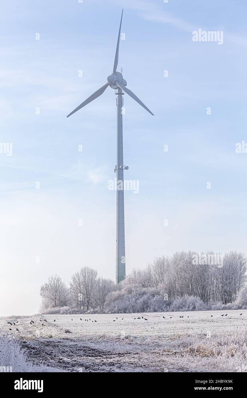 Wind Turbine in a winter landscape Stock Photo - Alamy
