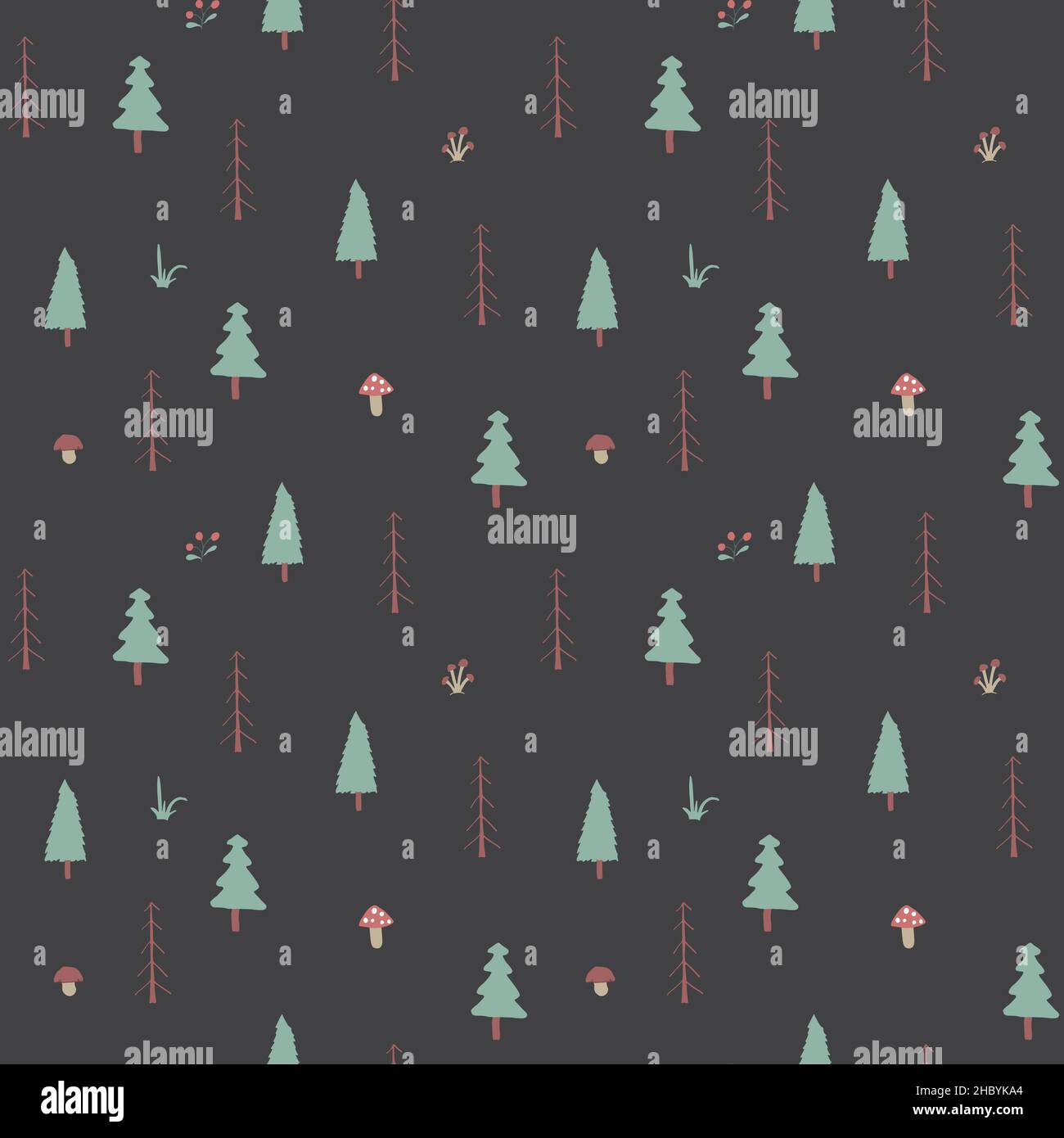 Woodland Seamless pattern, Forest background. Cute cartoon trees and ...