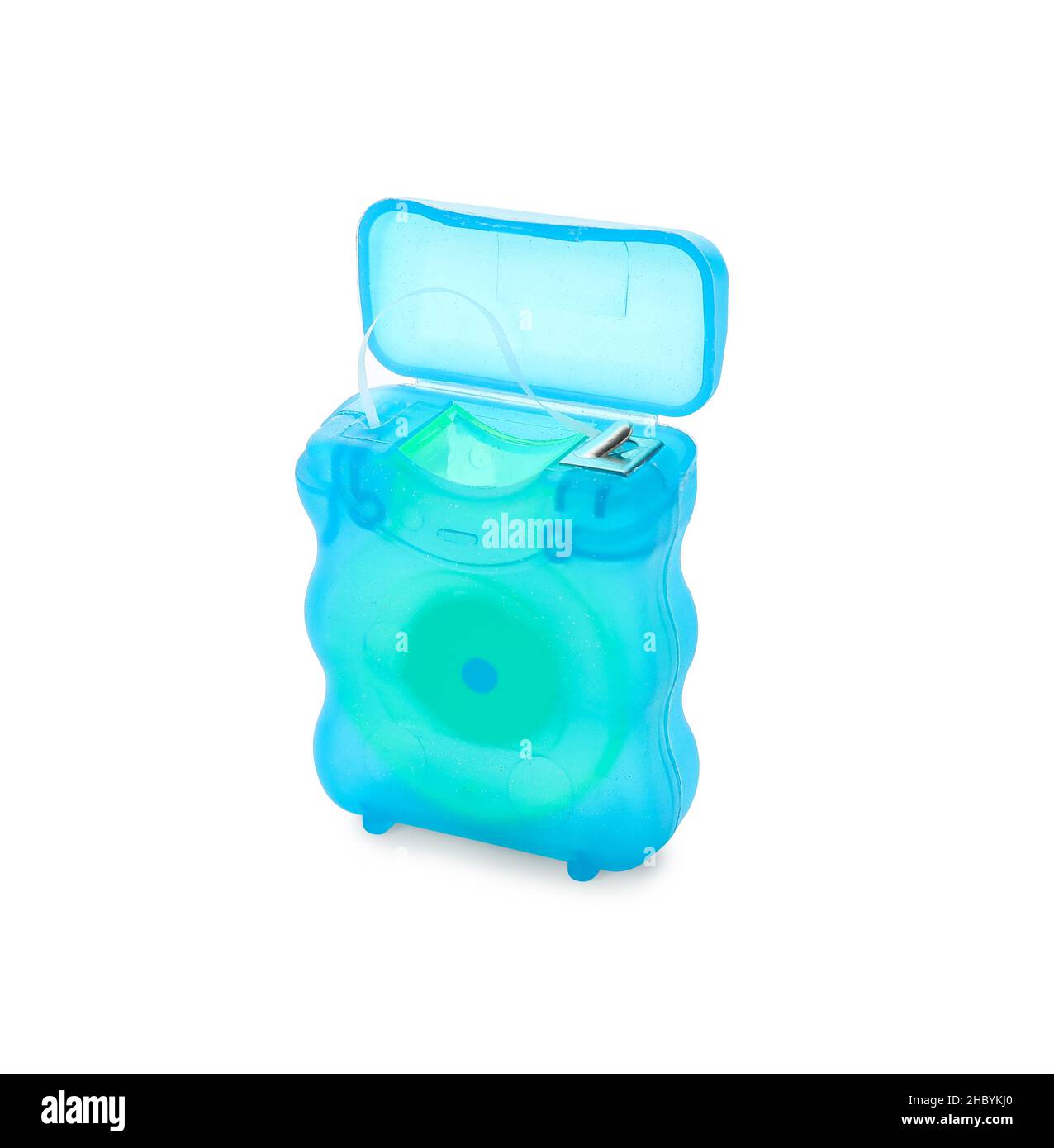 Blue dental floss on white background Stock Photo - Alamy