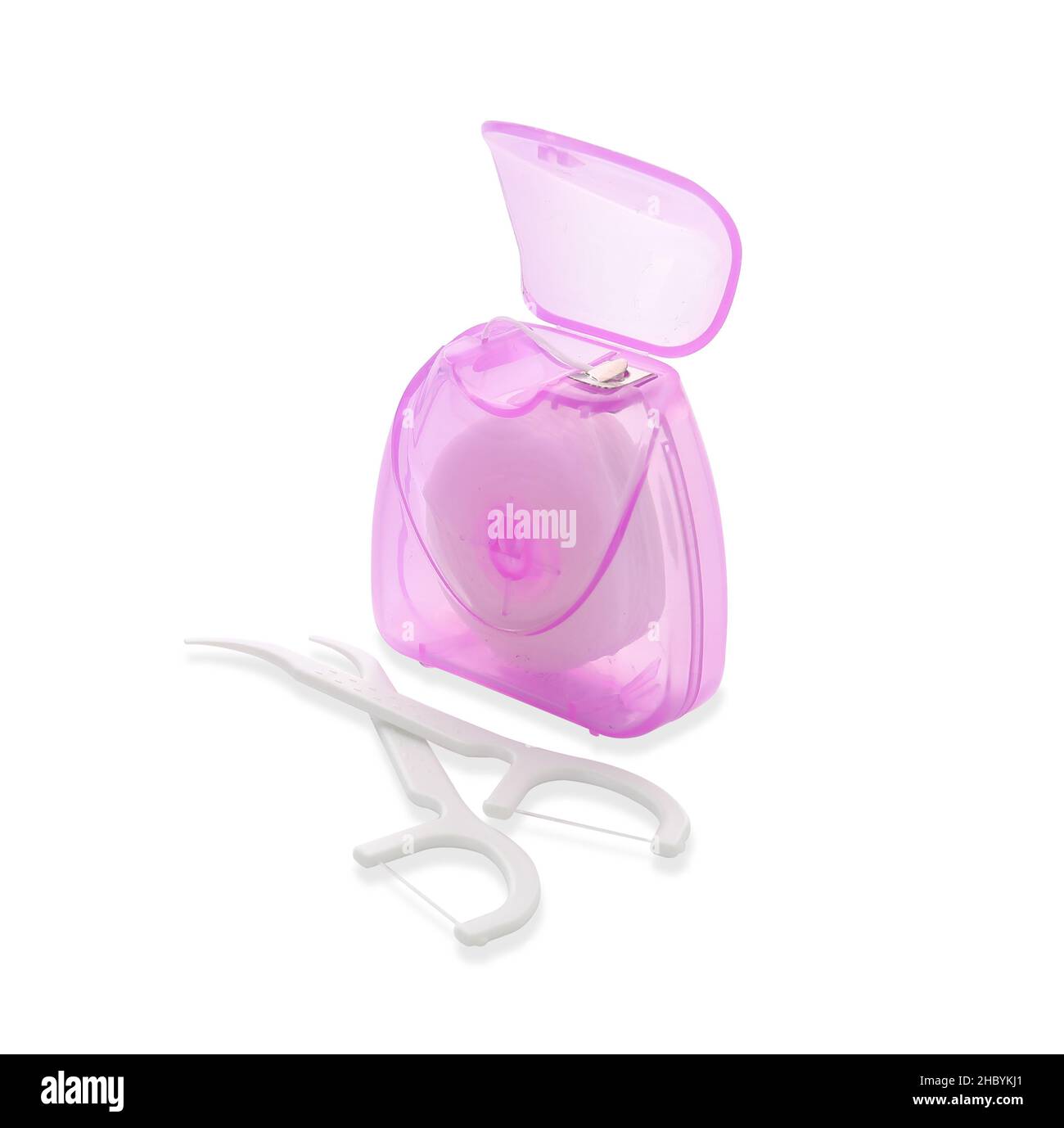 Dental floss and toothpicks on white background Stock Photo - Alamy