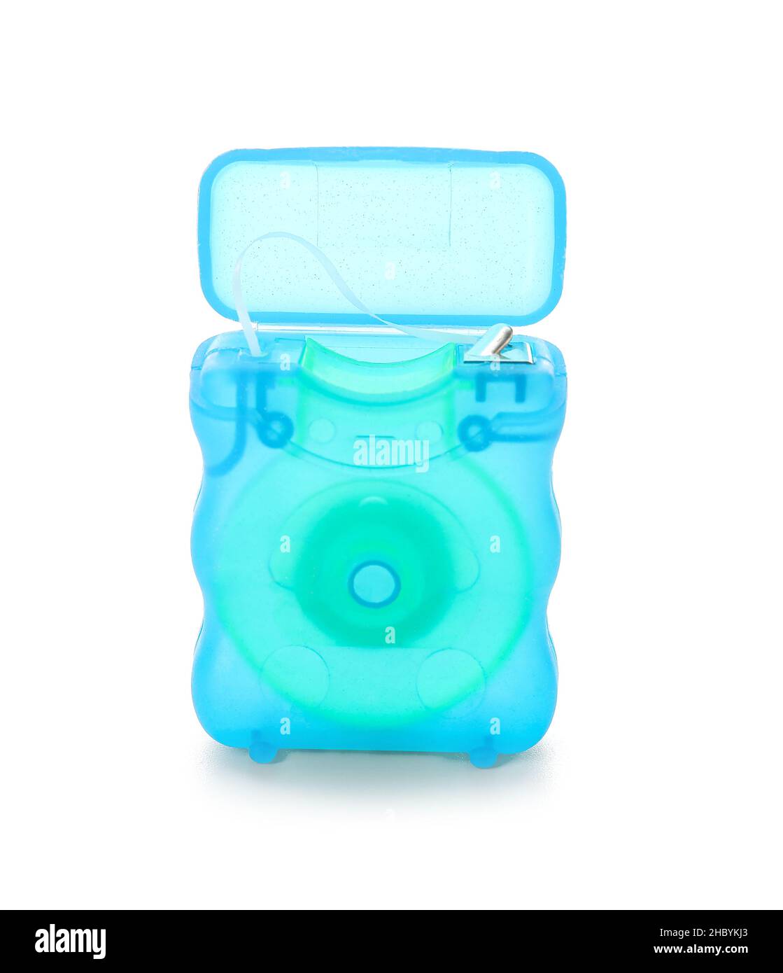 Blue dental floss on white background Stock Photo - Alamy