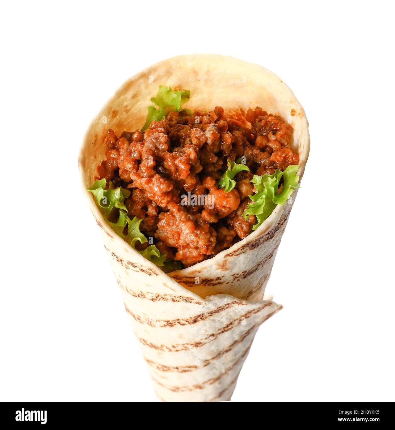 Tasty burrito on white background Stock Photo - Alamy