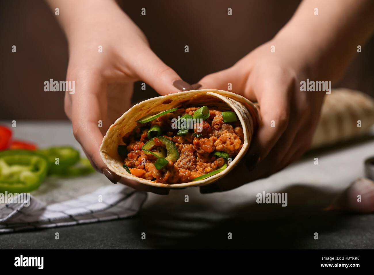 Burrito eating woman hi-res stock photography and images - Alamy