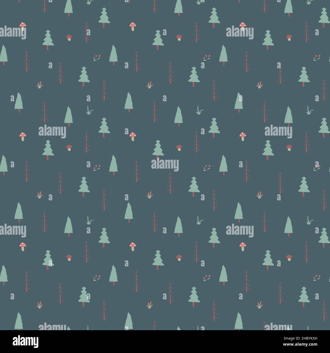 Woodland Seamless pattern, Forest background. Cute cartoon trees and ...