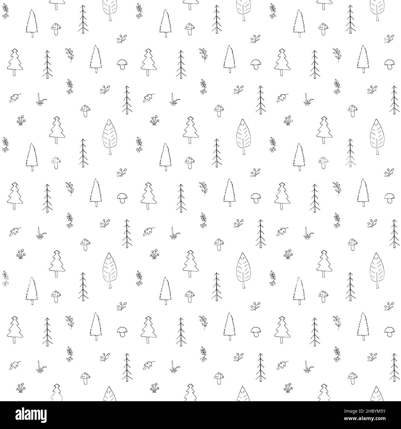 Woodland Seamless pattern, Forest background. Cute cartoon trees and ...