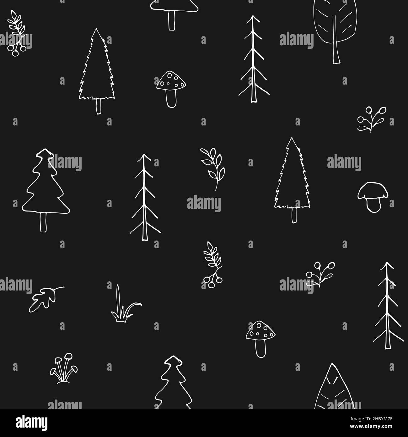 Woodland Seamless pattern, Forest background. Cute cartoon trees and ...