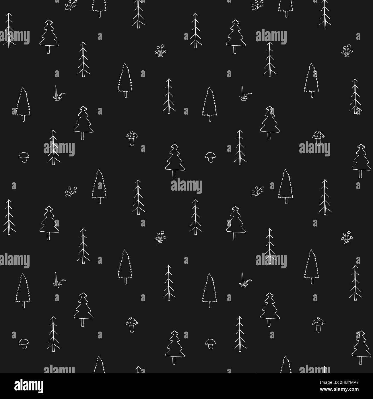 Woodland Seamless pattern, Forest background. Cute cartoon trees and ...