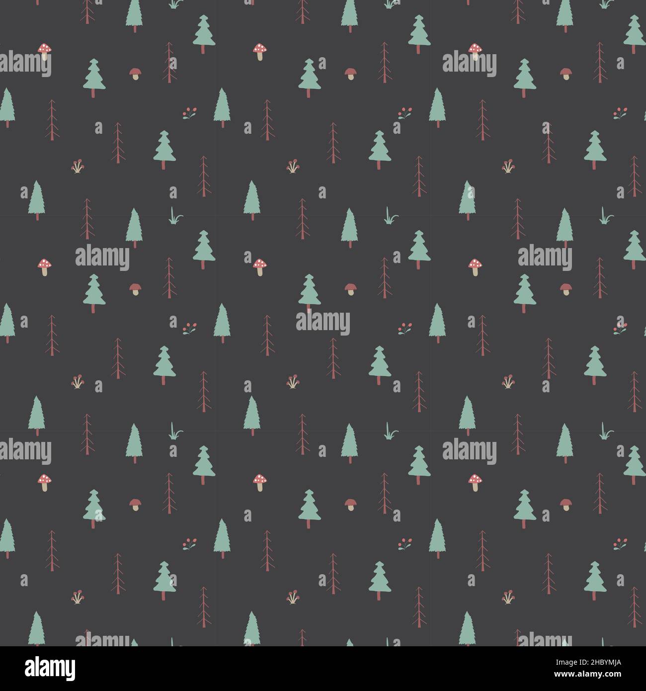 Woodland Seamless pattern, Forest background. Cute cartoon trees and ...