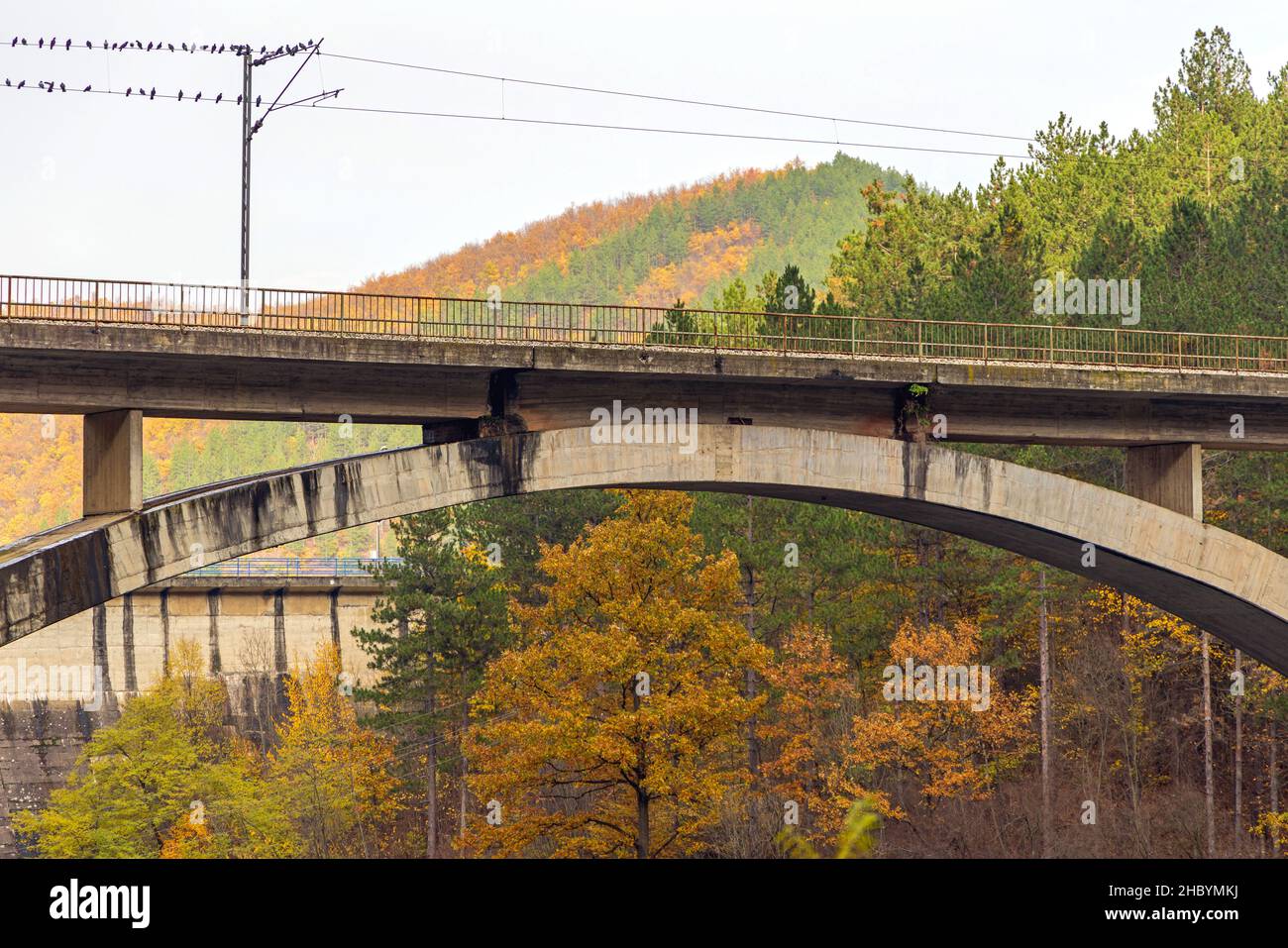 Concrete Arch Span Railroad Bridge Over West Morava River Stock Photo ...