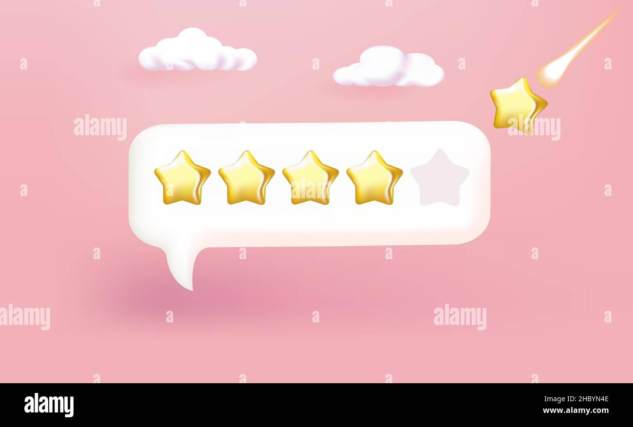 Five star rating, Feedback concept vector illustration 3d style Stock Vector Image & Art - Alamy