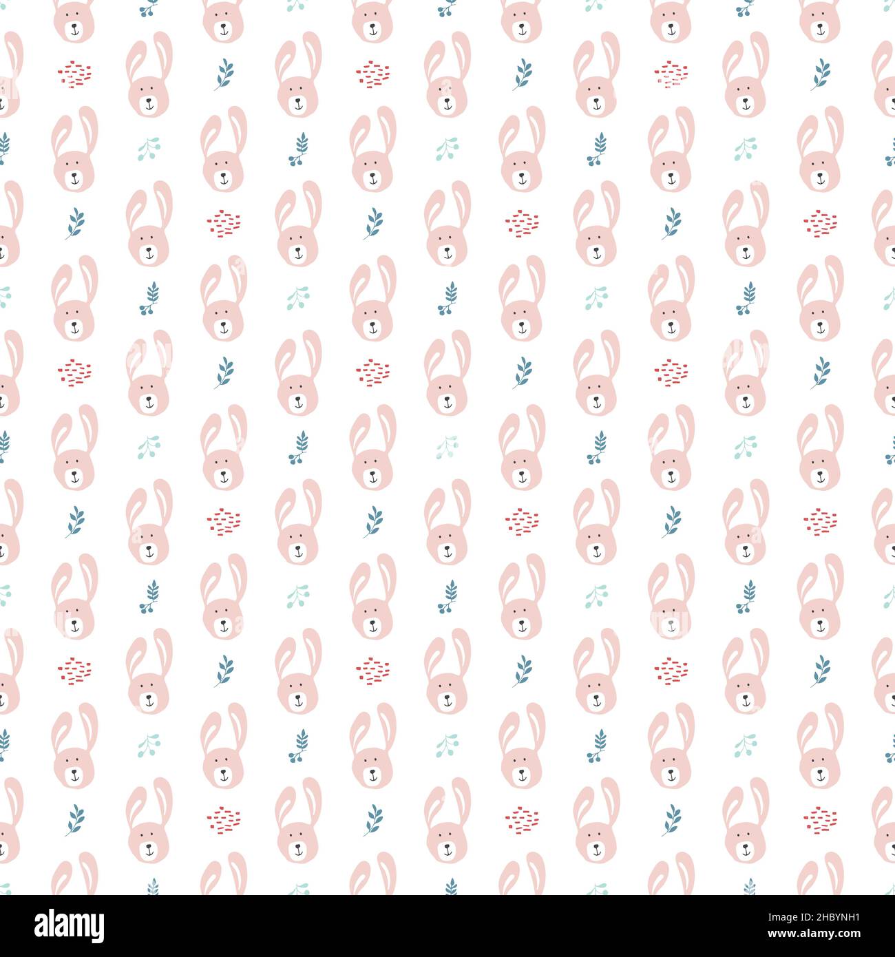 Cute rabbit Seamless pattern. Cartoon Animals in forest background ...
