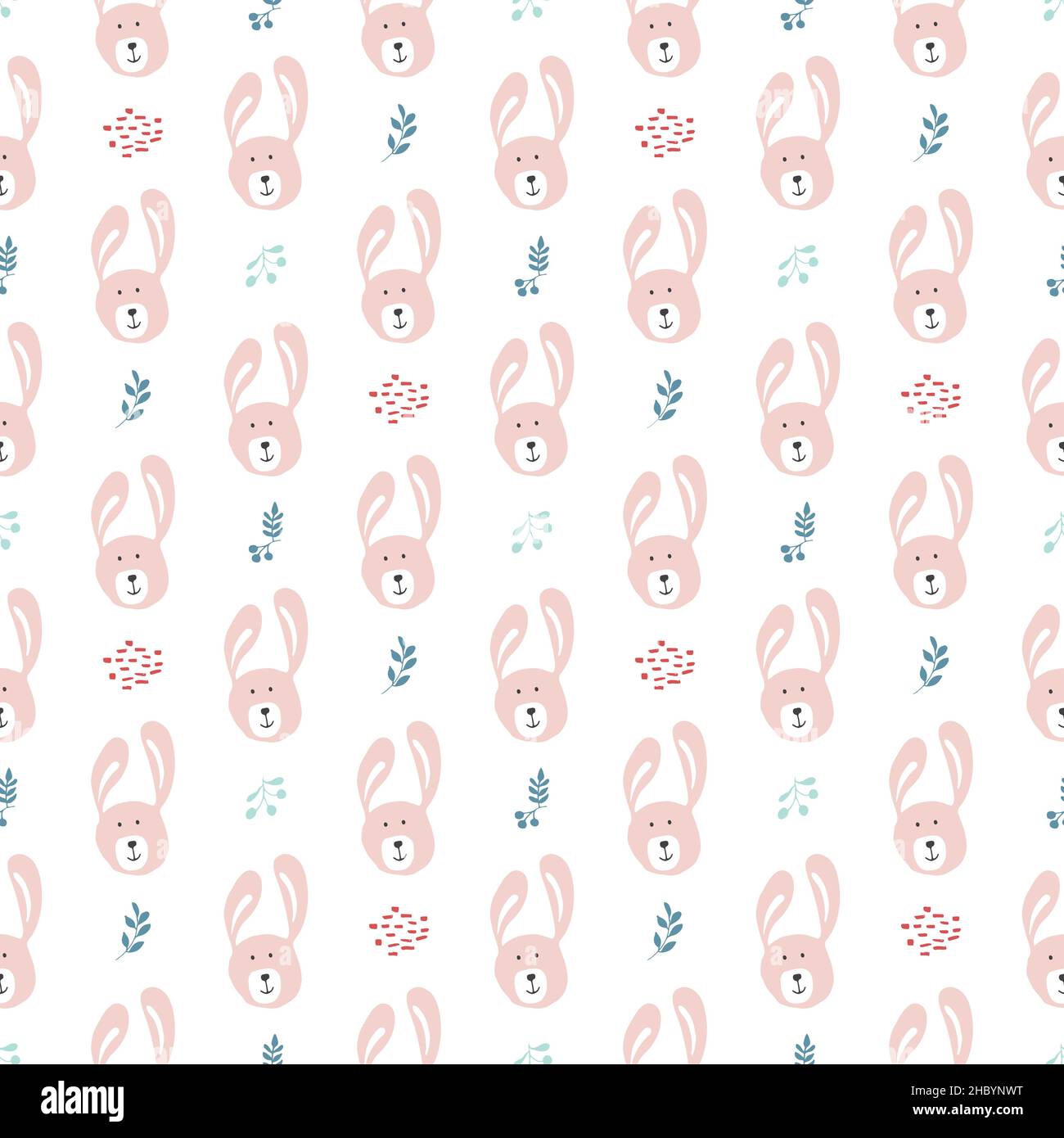 Cute rabbit Seamless pattern. Cartoon Animals in forest background ...