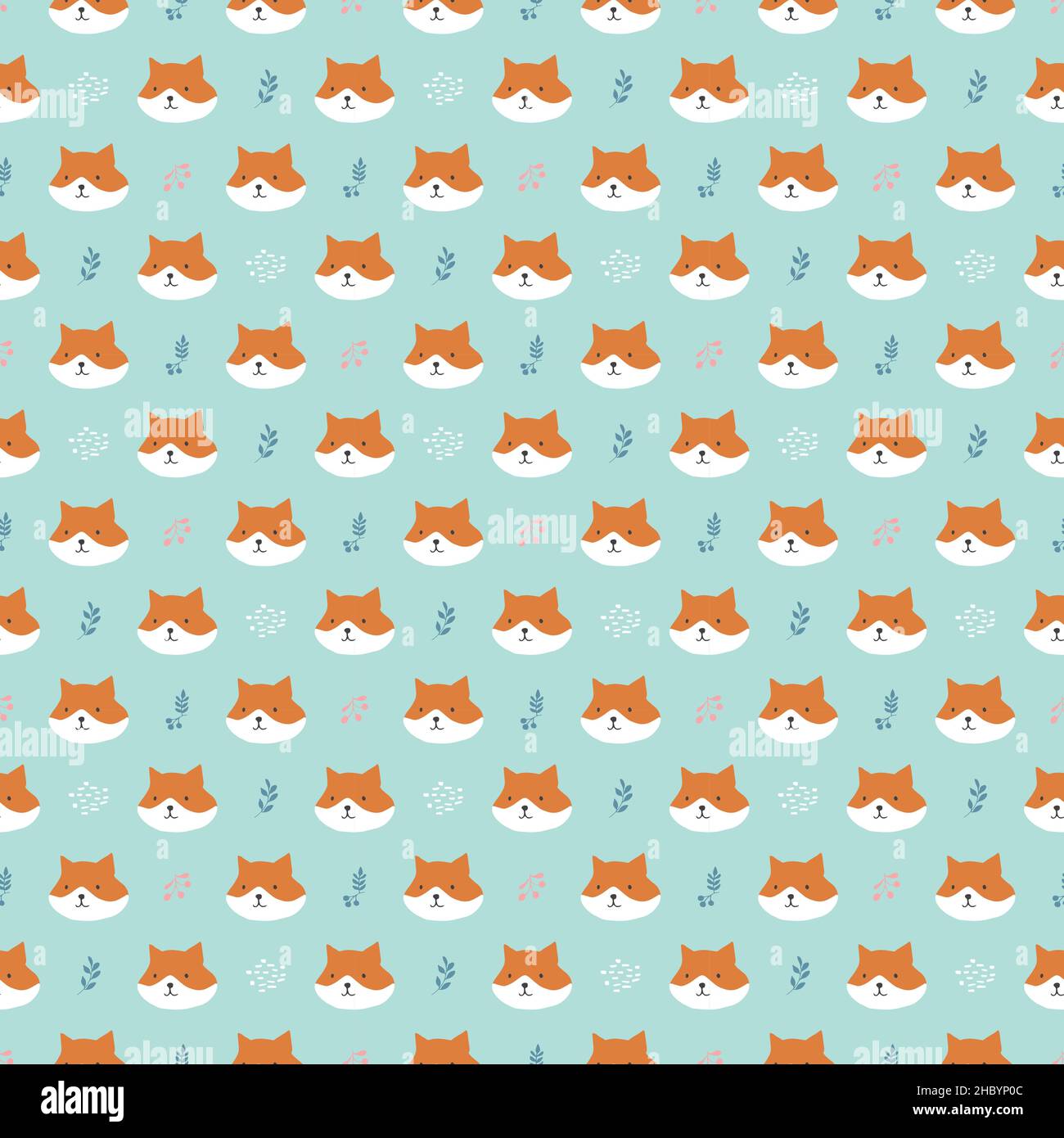 Cute Fox Seamless pattern. Cartoon Animals in forest background. Vector ...