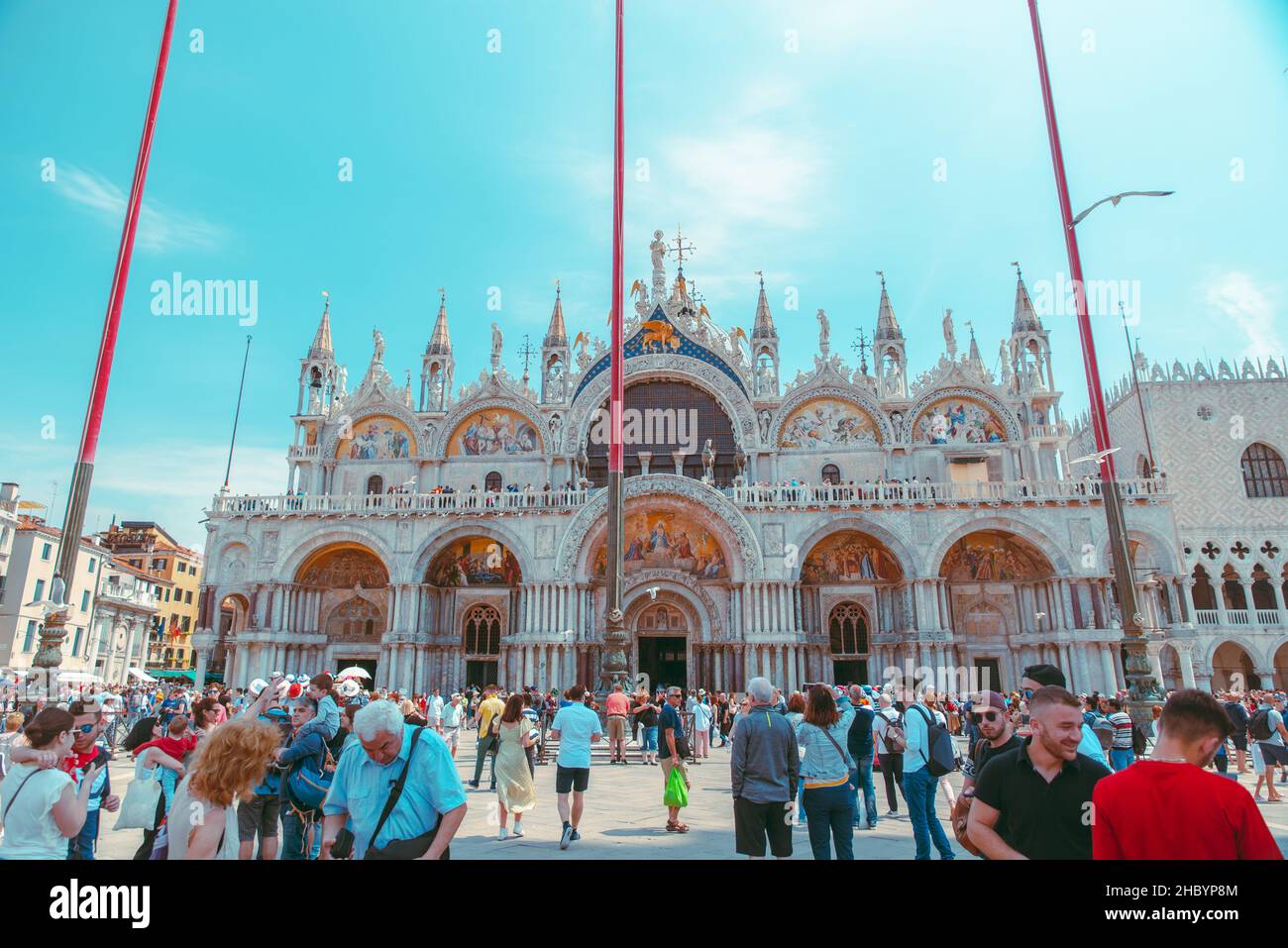 Italy, Venice - May 25, 2019: people walking by famous city square ...